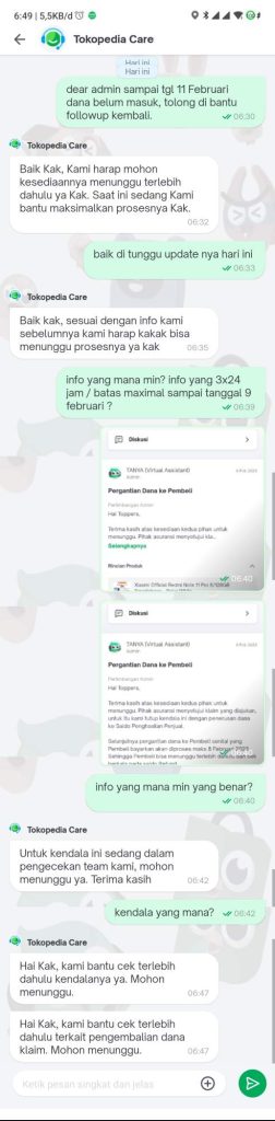 Pengembalian Dana (Refund) Tokopedia Belum Masuk ke Saldo Refund