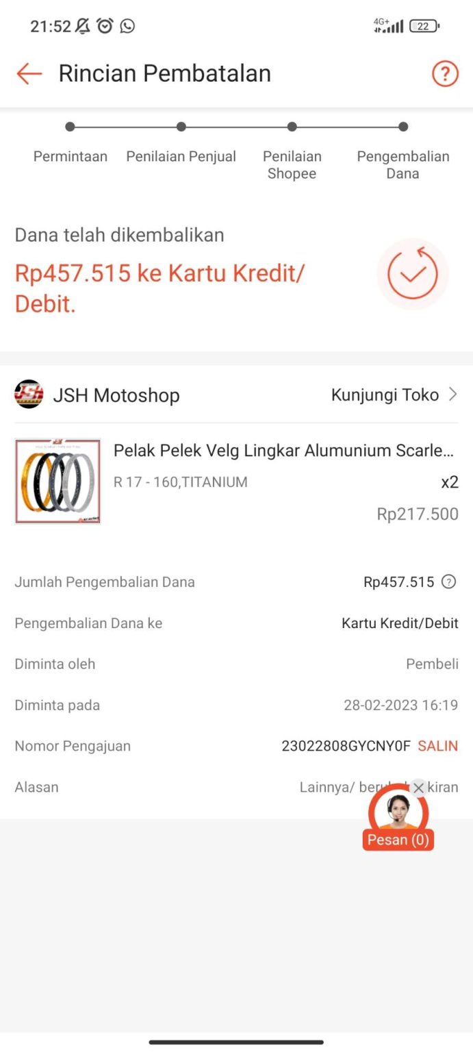 Refund Pembatalan Shopee ke Infinite Card Kredivo Lama Sekali