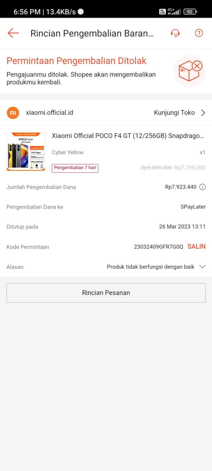 Shopee Menolak Pengembalian Ponsel Poco F4 Baru, yang Diterima Dalam Keadaan "Matot"
