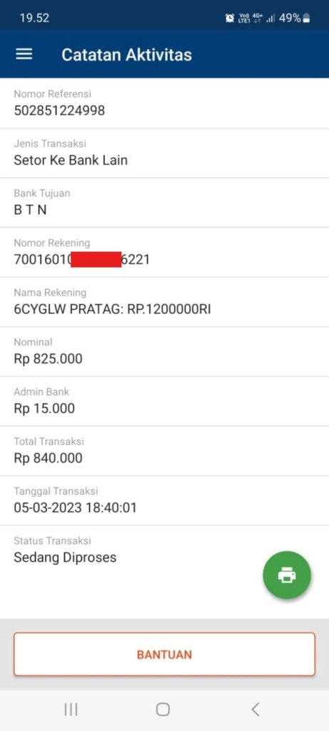 Kiriman Uang Terpending di Bank BRI