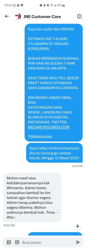 JNE Service JTR Tidak Proses Paket Sampai 7 Hari!!!