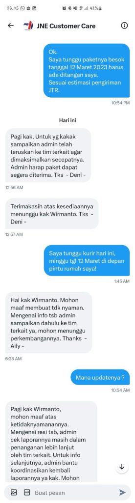 JNE Service JTR Tidak Proses Paket Sampai 7 Hari!!!