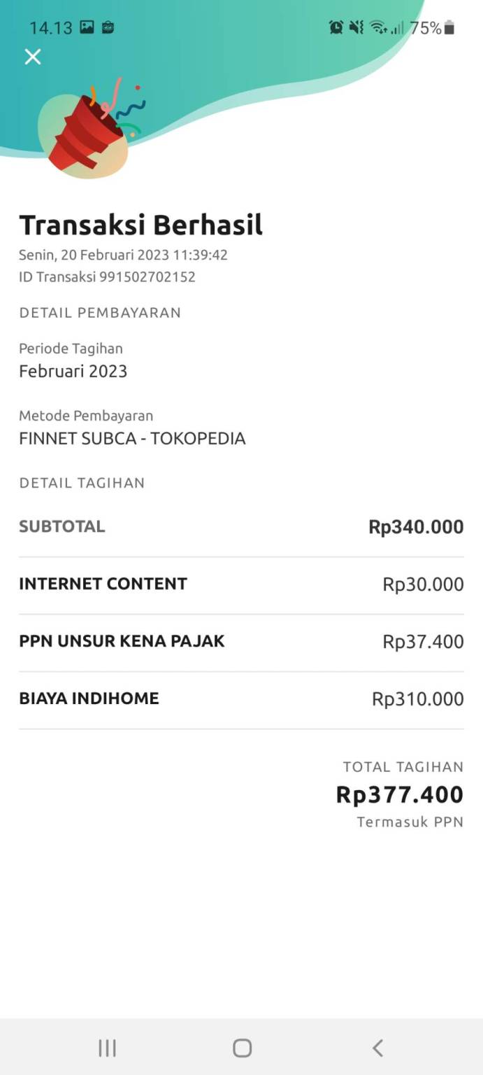 Adanya "Internet Content" pada Rincian Tagihan IndiHome