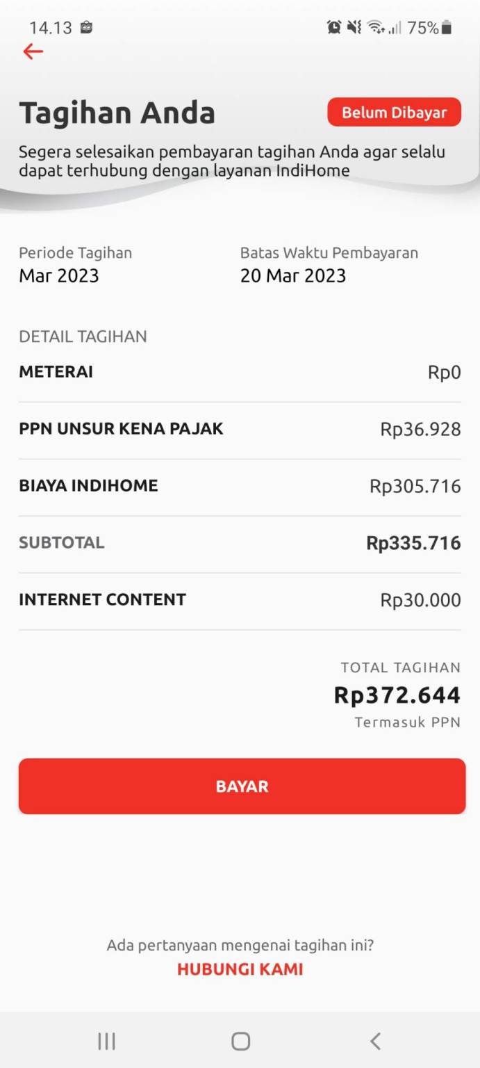 Adanya "Internet Content" pada Rincian Tagihan IndiHome