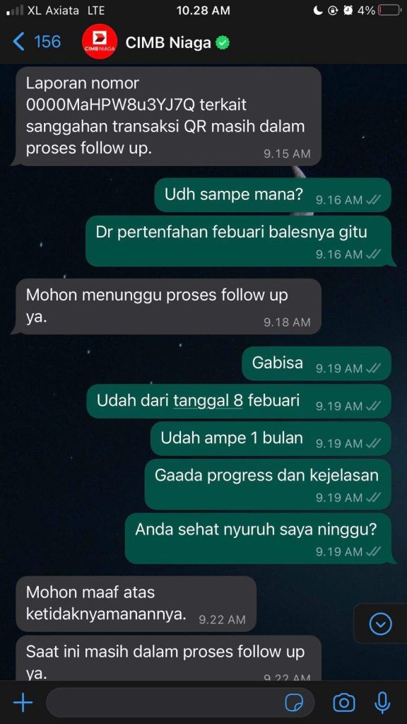 Layanan CS CIMB Niaga Mengecewakan, Tidak Niat Membantu Nasabah