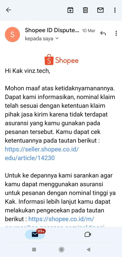 Paket Hilang Sepenuhnya oleh Pihak Jasa Kirim, Dana Pengembalian Tidak Seharga Barang
