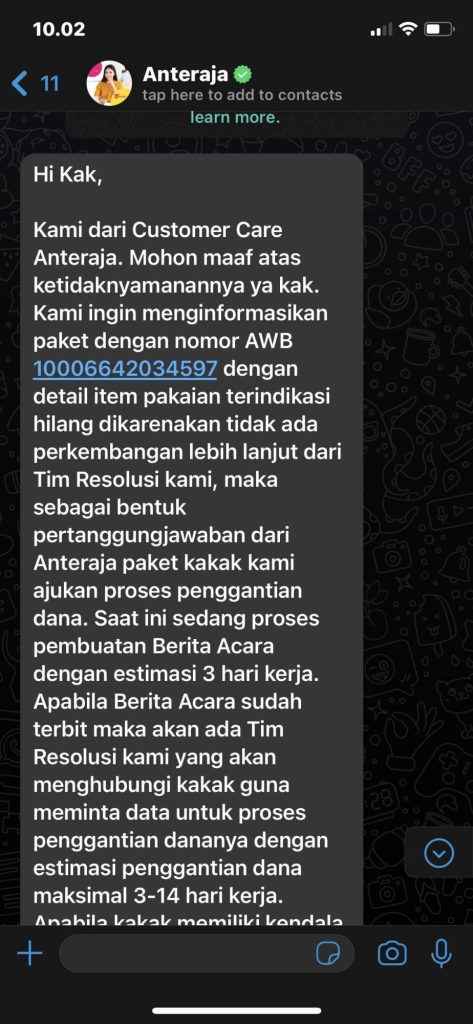 3 Kali Barang Hilang dalam Pengiriman Anteraja