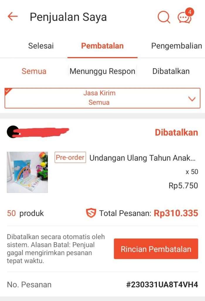 Pesanan di Shopee Batal Otomatis karena ID Express Gagal Melakukan Pick-up