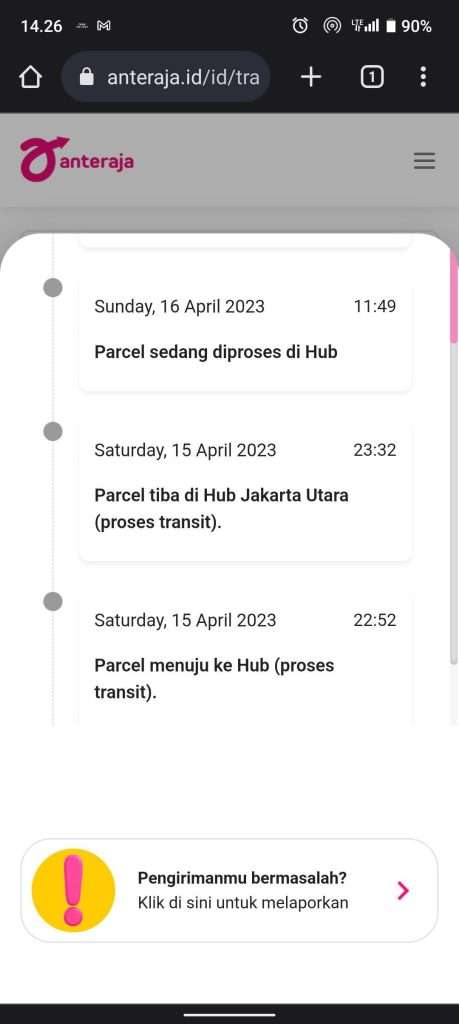 Pengiriman Anteraja Sesama Kota Bekasi Hampir 2 Minggu Belum Sampai Juga