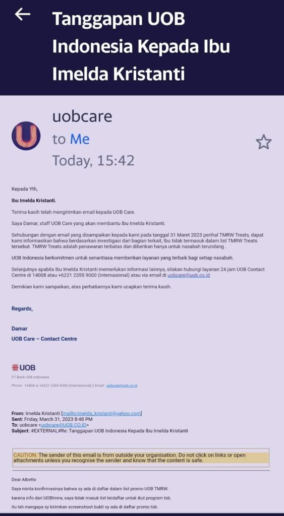 Promo UOB TMRW yang Tidak Sesuai oleh Bank UOB