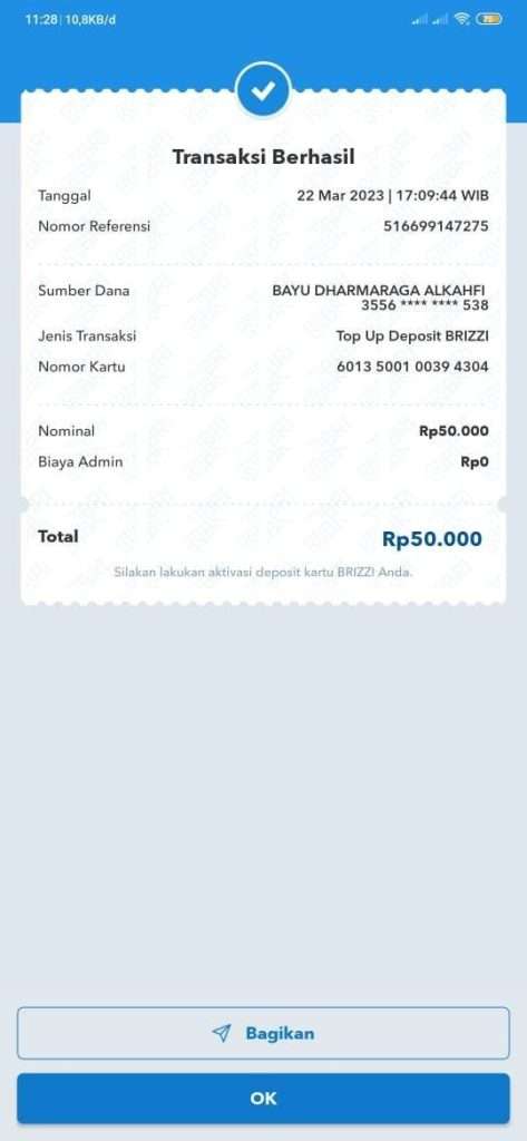 Pengaduan Gagal Top Up Saldo BRIZZI via BRImo Tidak Ditanggapi