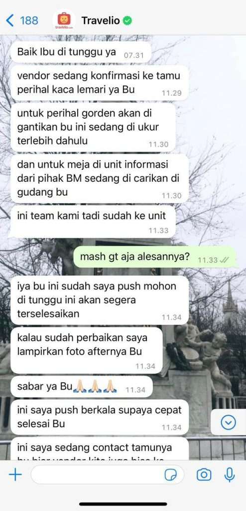 Keluhan ke Owner Relation Management Travelio