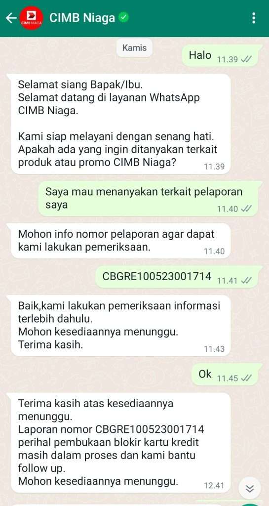 Kecewa dengan Proses Pembukaan Blokir Kartu Kredit CIMB Niaga