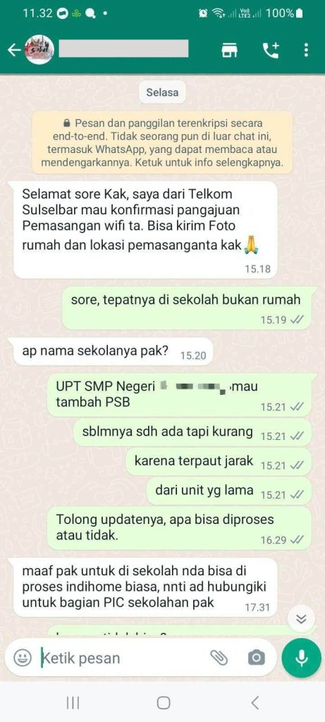 Pengajuan PSB IndiHome untuk Sekolah Tidak Dapat Diproses