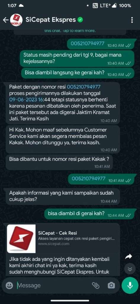 SiCepat yang Tidak Cepat