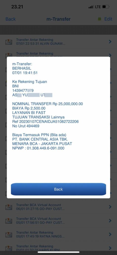 Mohon Ditindaklanjuti Perihal Salah Transfer dari BCA Saya ke BNI