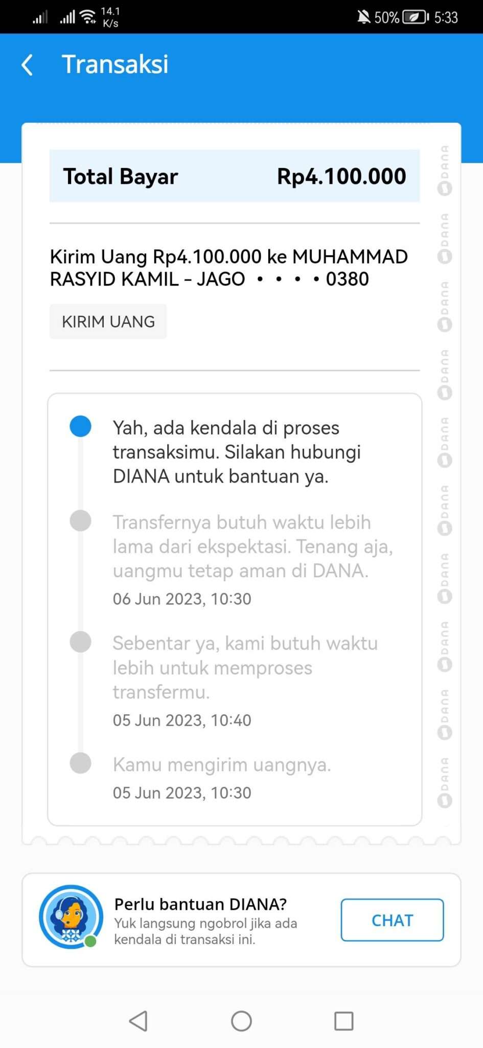 Transfer dari DANA ke Bank JAGO Pending Lebih dari 24 Jam