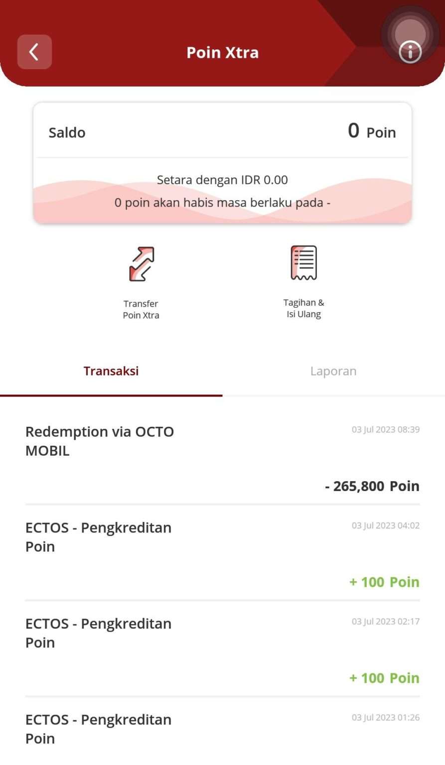 Transaksi Pembayaran Lewat QRIS OCTO Mobile Gagal, Saldo Poin Xtra ...