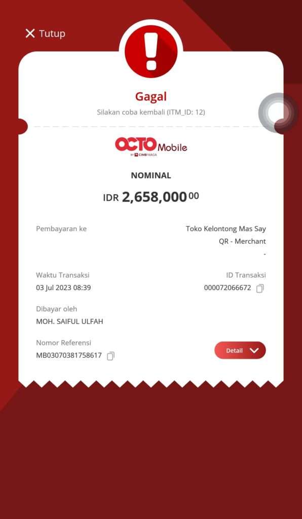 Transaksi Pembayaran Lewat QRIS OCTO Mobile Gagal, Saldo Poin Xtra Belum Dikembalikan
