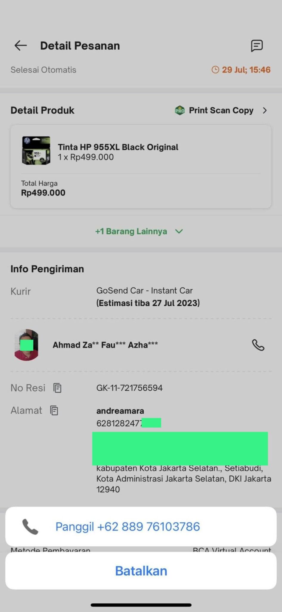 Pembelian Printer HP Officejet Pro 7740 Lewat Tokopedia dengan Pengiriman Instan, Barang Dibawa ...