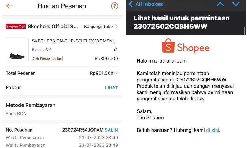 Retur Barang dan Dana Ditolak Shopee