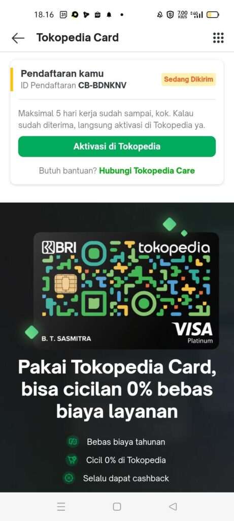 Pengiriman Tokopedia Card Tak Kunjung Sampai