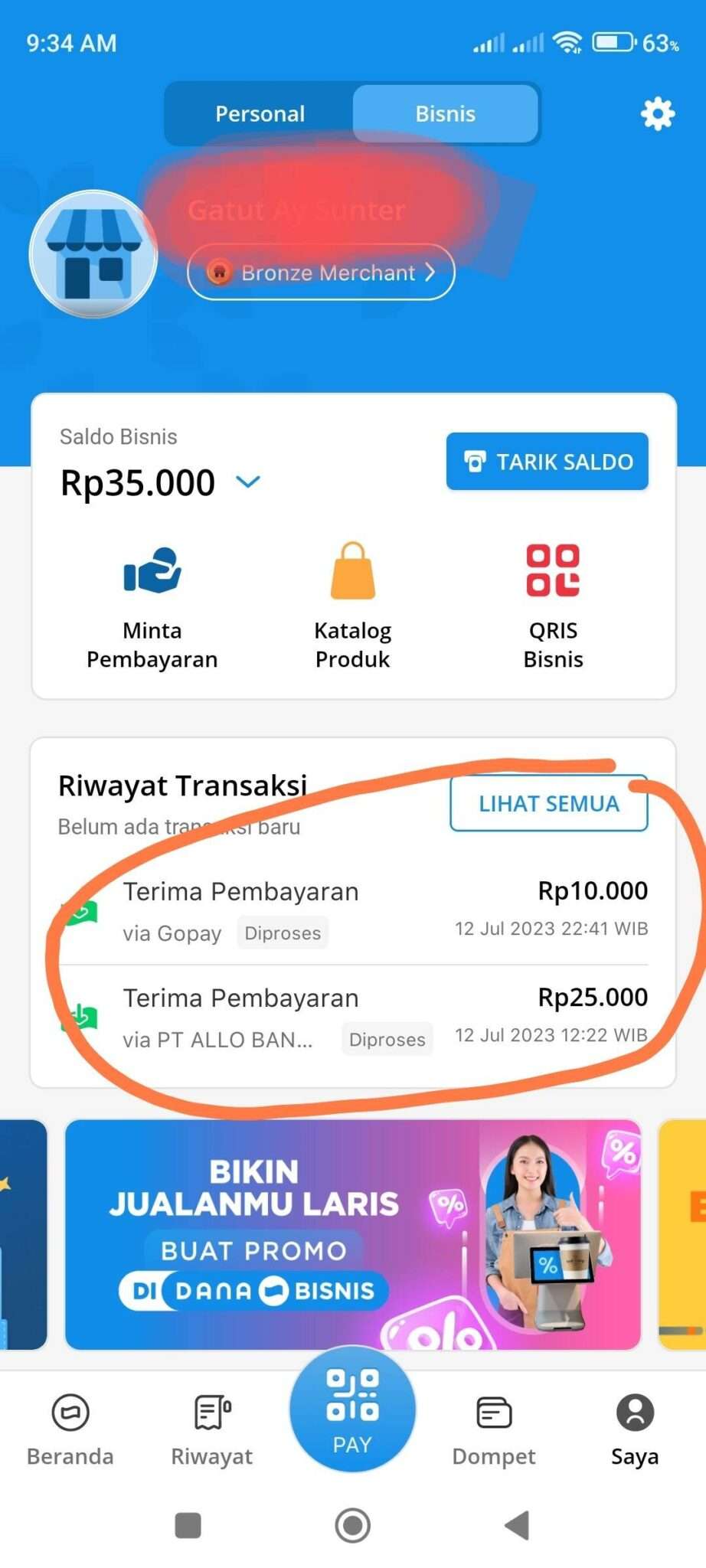 Saldo DANA Bisnis Tidak Bisa Ditarik ke akun DANA dan Rekening Bank