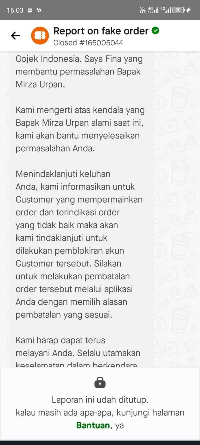 Apakah Gojek Memihak kepada Pelaku Orderan Fiktif?