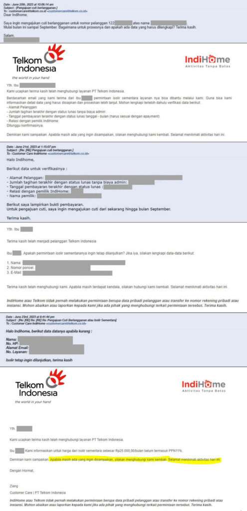 IndiHome Membagikan Data Pribadi, Sehingga Ditagih oleh Pihak Ketiga