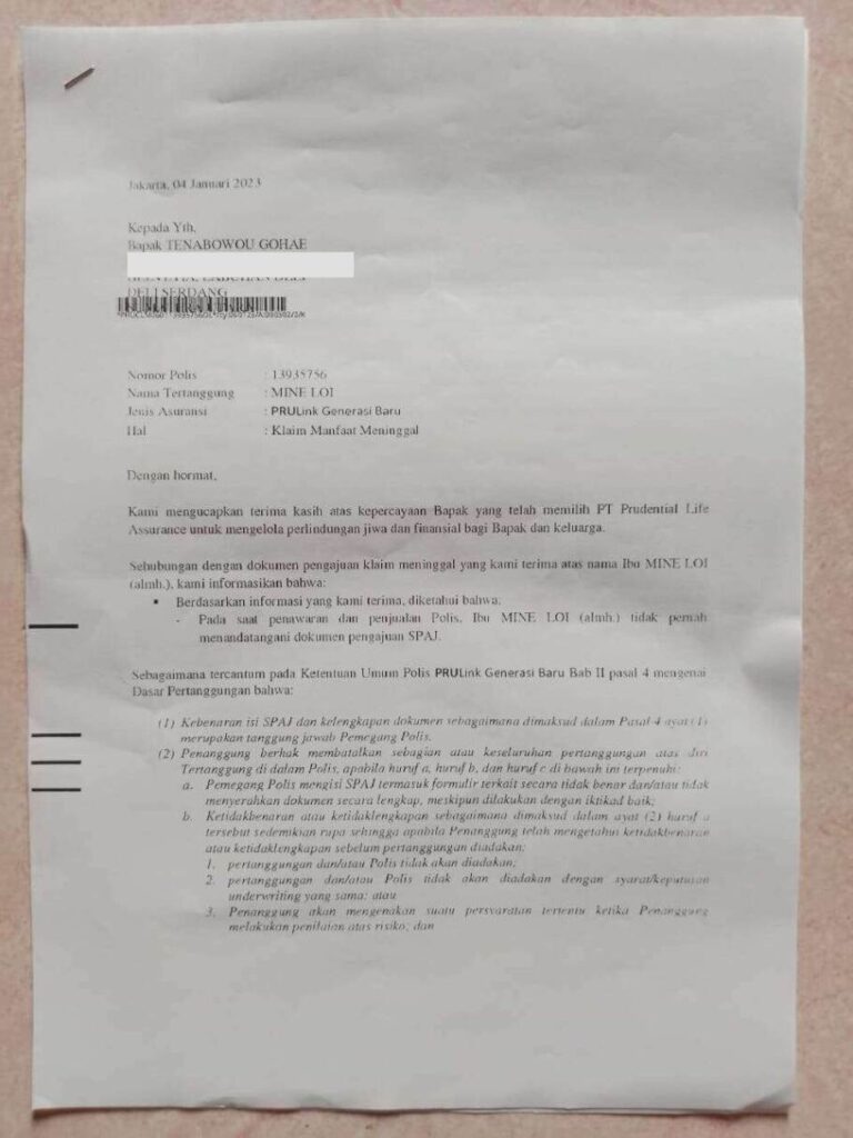 Prudential Mempersulit Klaim, Padahal Surat Penolakan Sudah Dibantah ...