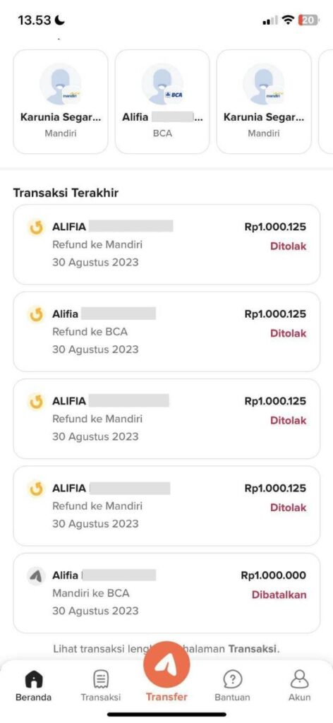 Transfer Flip Salah Kode Unik, Refund Ditolak