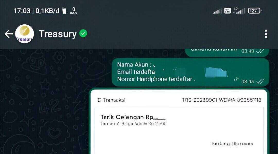 Transaksi Penjualan Emas di Aplikasi Treasury Macet