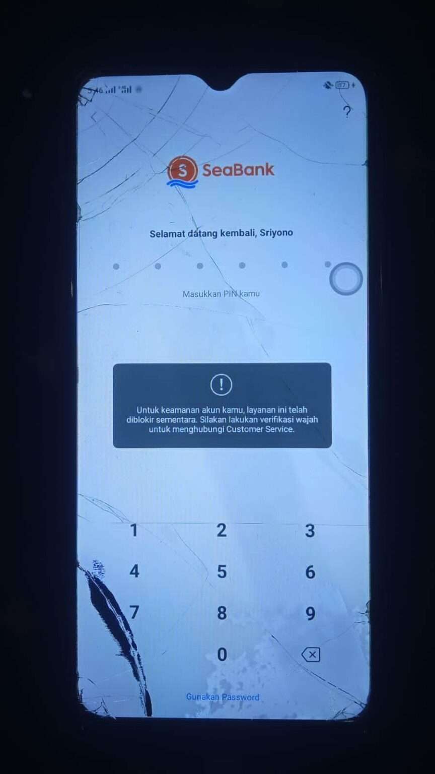 Akun SeaBank Terblokir Sementara Dikarenakan Sedang Error pada Aplikasi