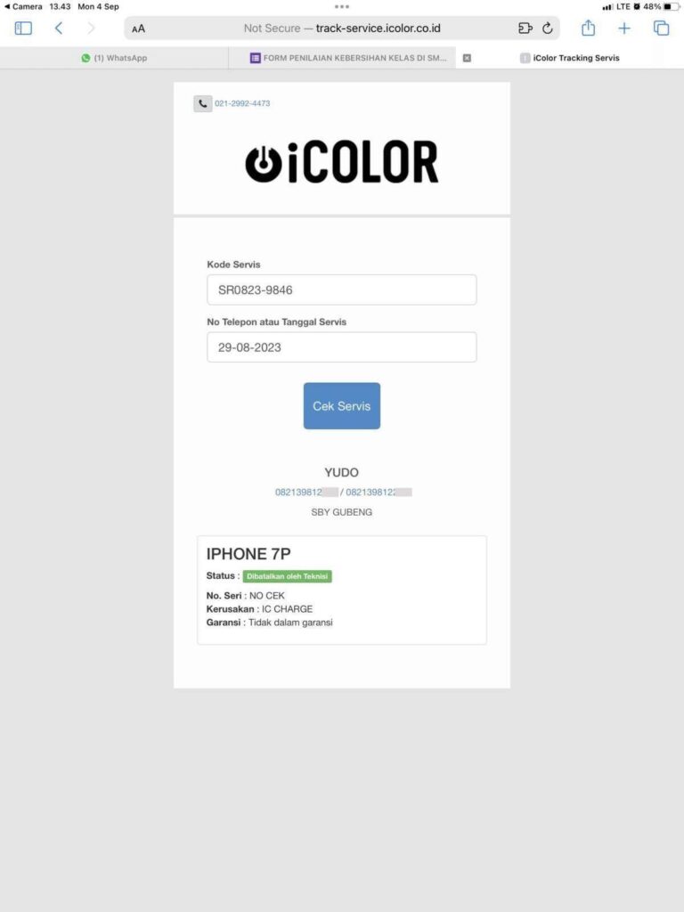 Kecewa dengan Pelayanan Servis Icolor Gubeng Surabaya