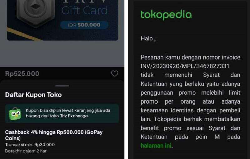 Tokopedia Membatalkan Cashback