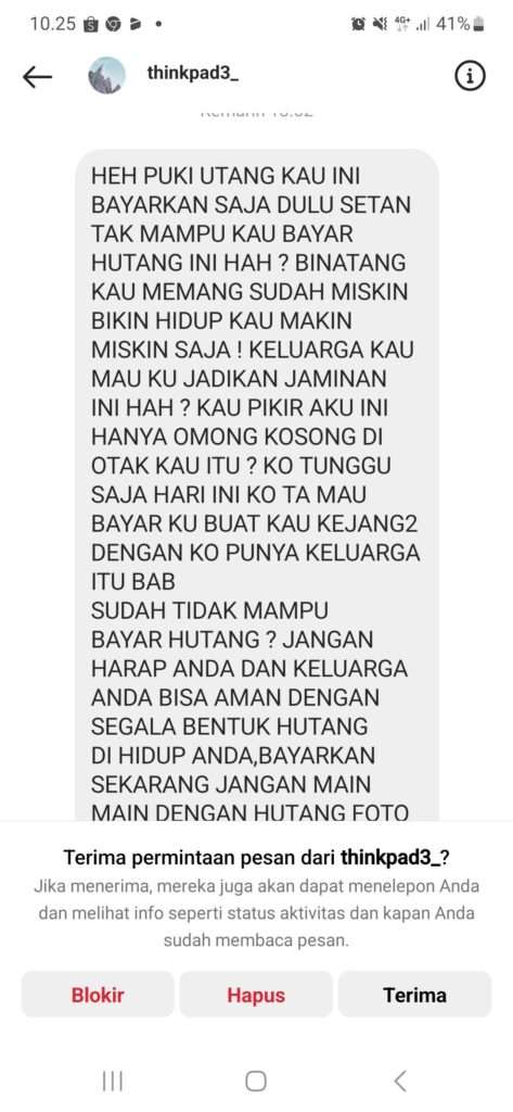 Penagihan Pinjol yang Menghina melalui Akun Media Sosial Saya, Keluarga ...