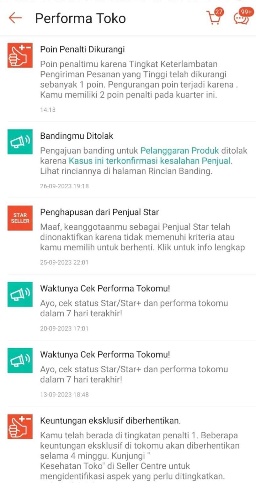 Status Toko Star Seller Shopee Dicabut Tanpa Alasan yang Jelas