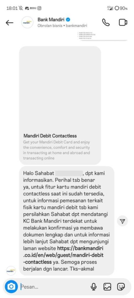 Jawaban CS Mandiri di Instagram Meragukan dan Tidak Sesuai Info di Website