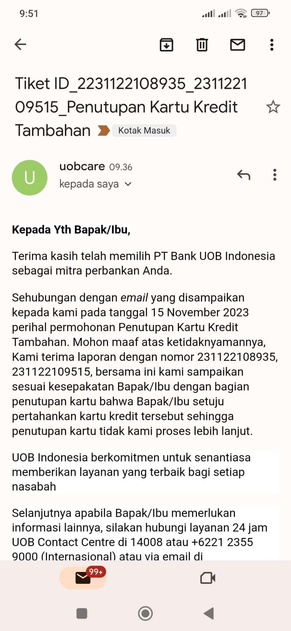 Penutupan Kartu Tambahan UOB Dipersulit