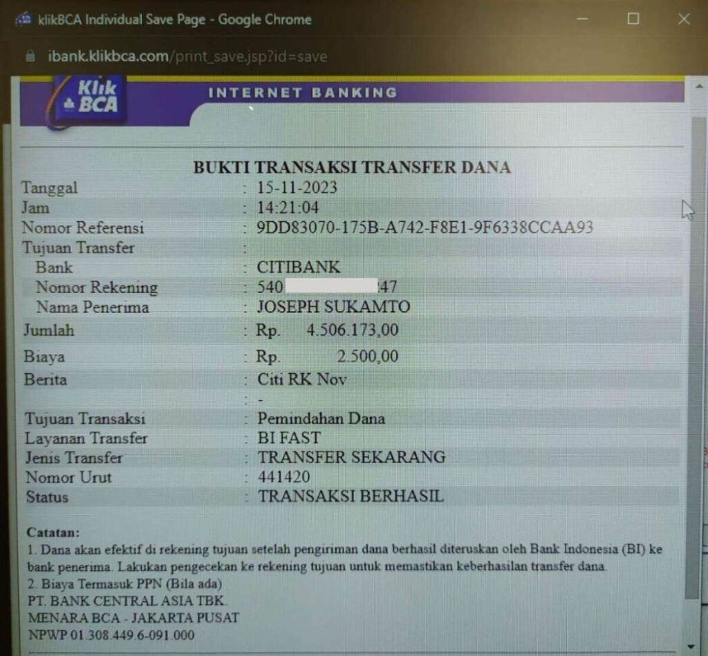 Tagihan Lunas Citibank Ditagih Kembali oleh Bank UOB