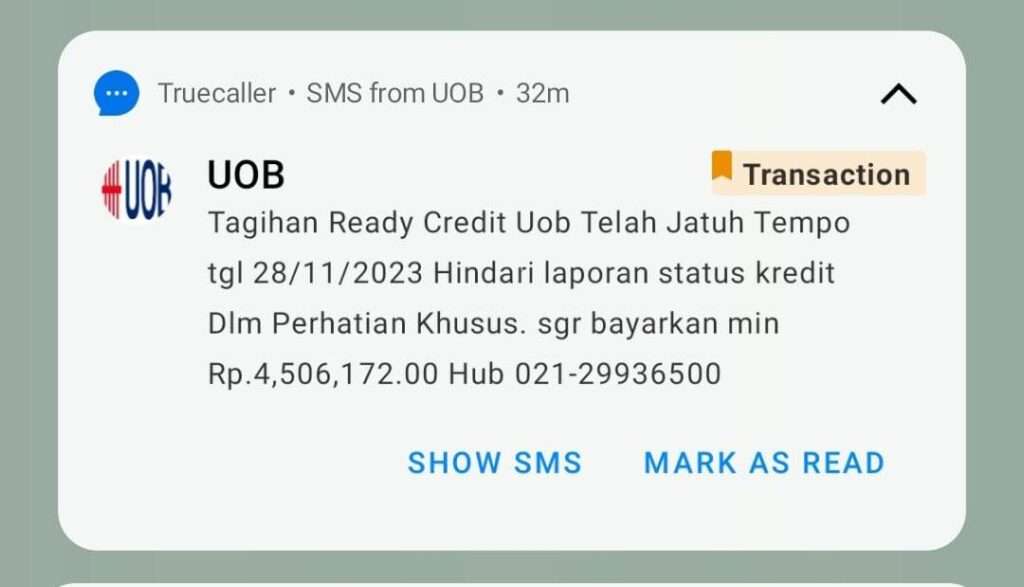 Tagihan Lunas Citibank Ditagih Kembali oleh Bank UOB