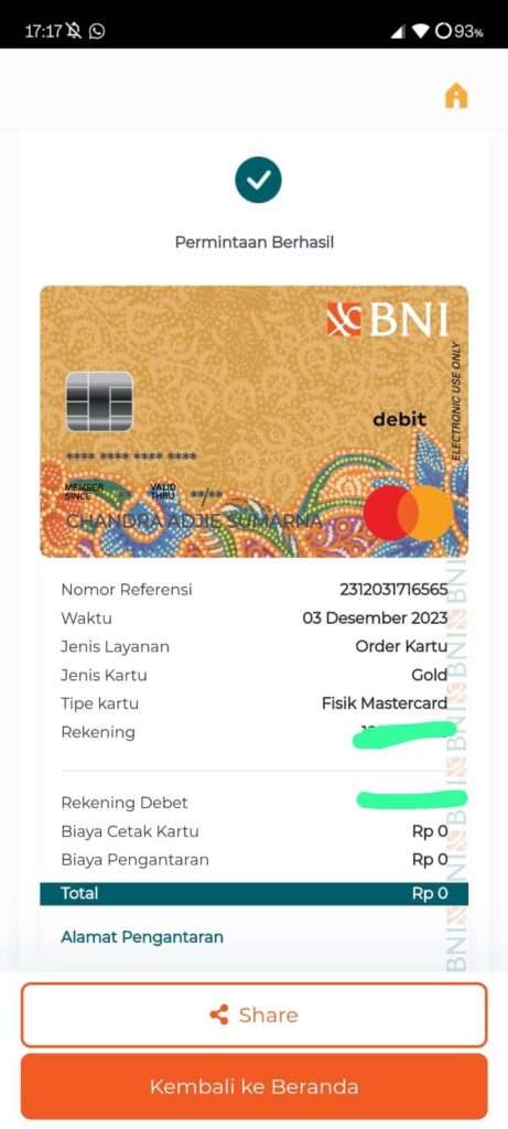 Kartu Debit BNI Gold Tak Kunjung Datang