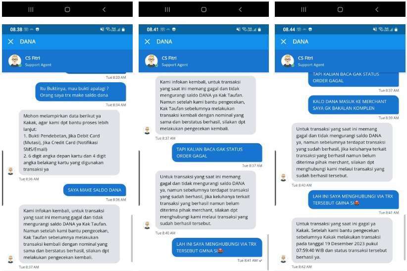 Transaksi Berhasil Namun Status Gagal, CS DANA Tidak Membantu