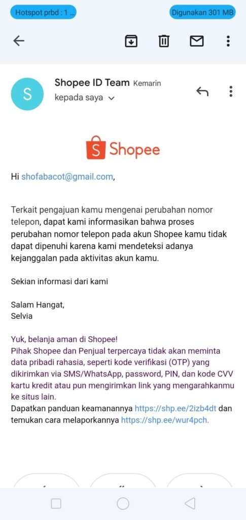 Verifikasi untuk Login Akun Shopee Tidak Dapat Diproses