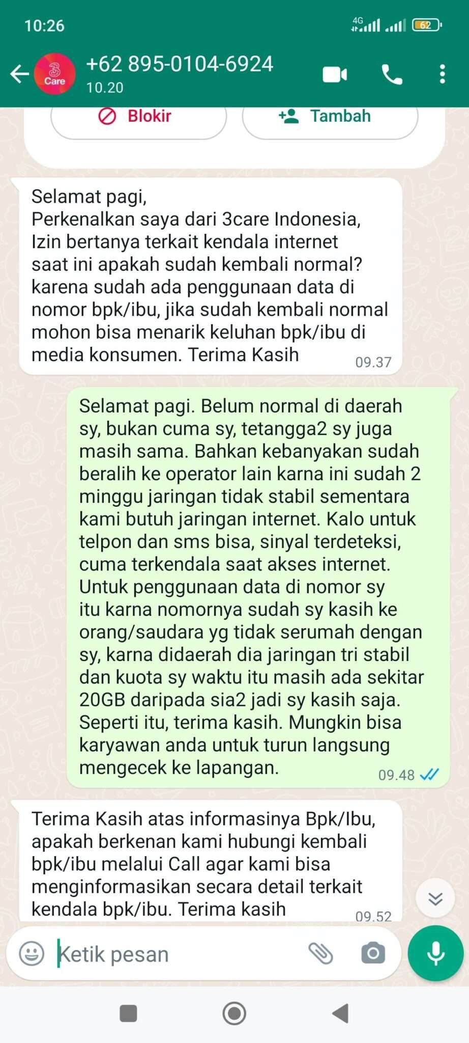 Klarifikasi terkait "Sudah Seminggu Jaringan Tri Tidak Dapat Mengakses ...