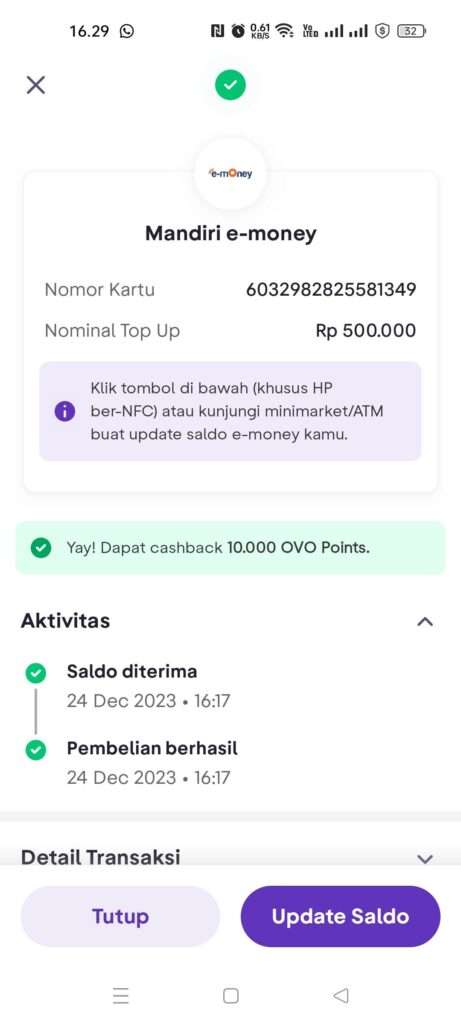 Gagal Topup eToll via OVO