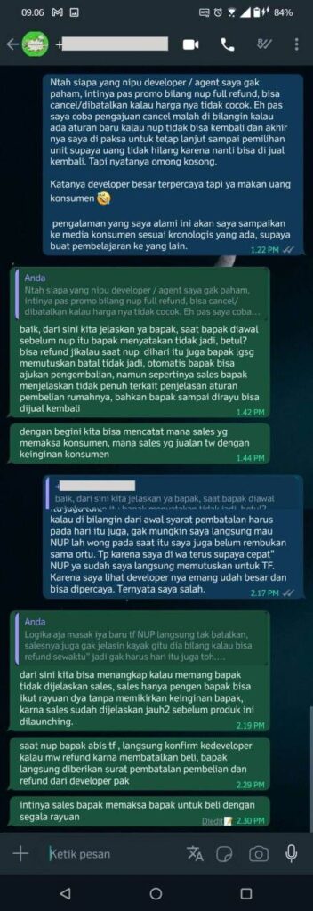 NUP Tidak Kembali, Developer Ingkar Janji