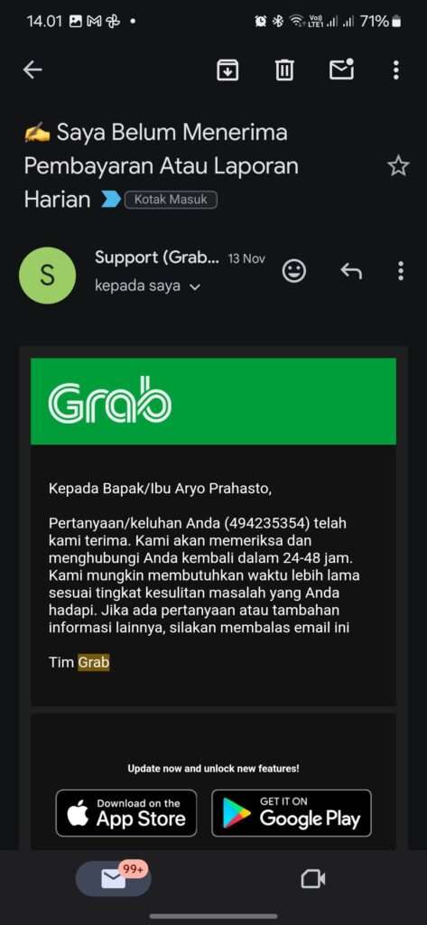 Grab Merchant Menahan Dana Hasil Pendapatan Saya Lebih dari Satu Bulan