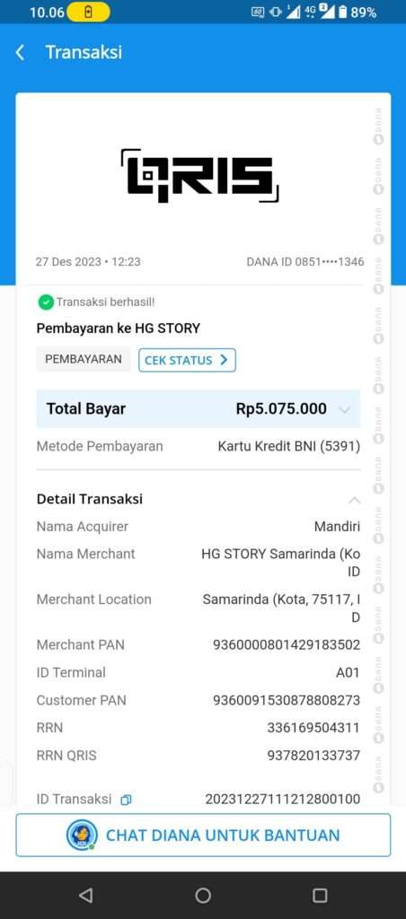 Transaksi QRIS dari DANA ke Merchant Mandiri Tidak Masuk