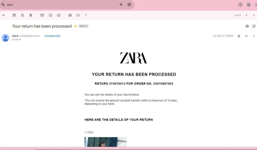 Pengembalian Dana dari Pihak Zara Belum Diterima Sejak Bulan Oktober
